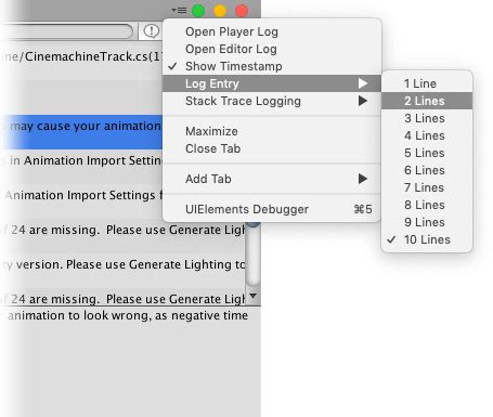 Unity Manual Console Window