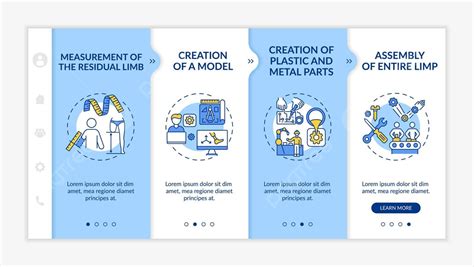 Artificial Limb Production Steps Onboarding Vector Template Medicine Infographic Rehabilitation