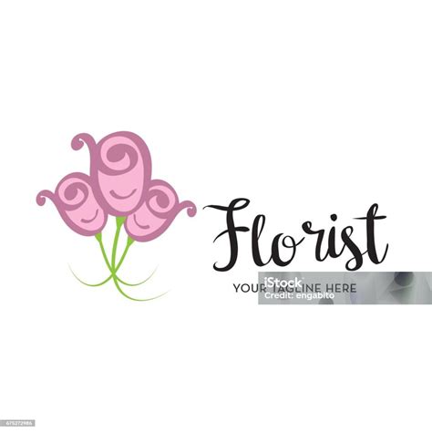 귀하의 슬로건에 대 한 텍스트 공간 플로리스트 아이콘 슬로건 벡터 일러스트 레이 션 로고에 대한 스톡 벡터 아트 및 기타 이미지 로고 꽃집 꽃집 주인 Istock