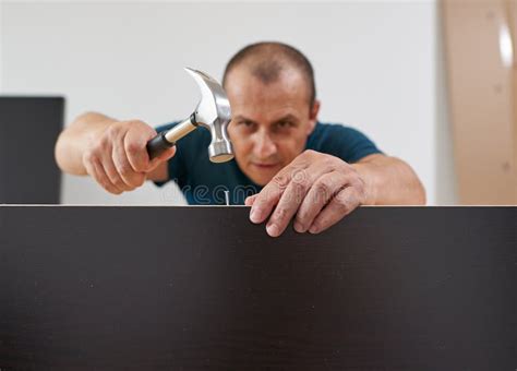 Man Assembling His New Furniture Stock Image Image Of Room Build