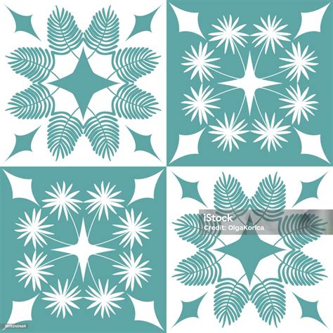 스페인어 포르투갈어 복고풍 스타일의 세라믹 타일을위한 파란색 원활한 패턴 파란색 흰색 파스텔 벡터 일러스트 레이 션 Eps Square 0명에 대한 스톡 벡터 아트 및 기타