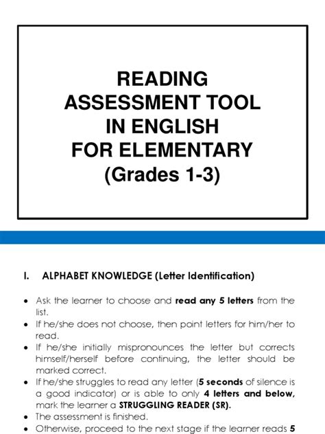 Grades 1 3 Reading Assessment Tool In English Pdf