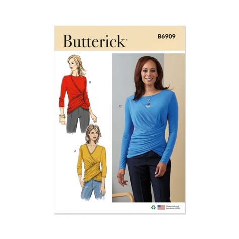 Butterick Sewing Pattern B6909 Misses Long Sleeve Knit Top With V Neckline Easy