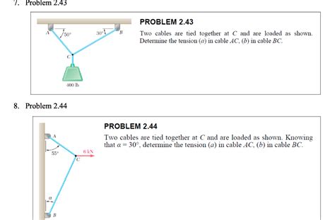 Solved Problem 2 43 Two Cables Are Tied Together At C And