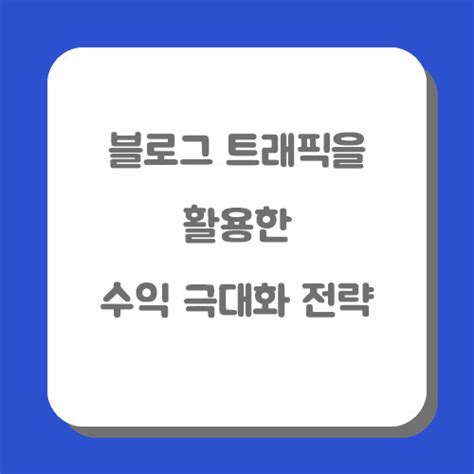 블로그 트래픽을 활용한 수익 극대화 전략
