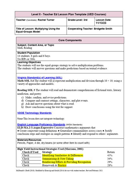 Ued 480b Assignment 2 Lesson Plan Pdf Lesson Plan Mathematics