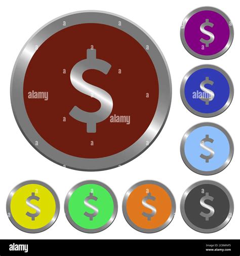 Set Of Glossy Coin Like Color Dollar Sign Buttons Stock Vector Image And Art Alamy