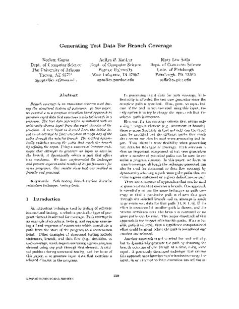 Pdf Generating Test Data For Branch Coverage