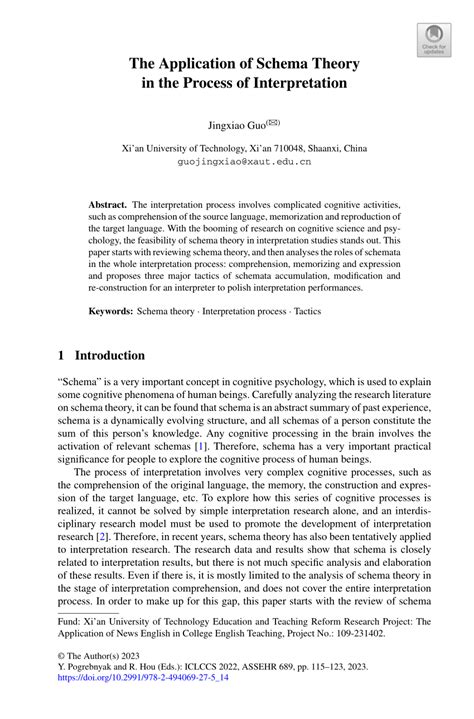 Pdf The Application Of Schema Theory In The Process Of Interpretation