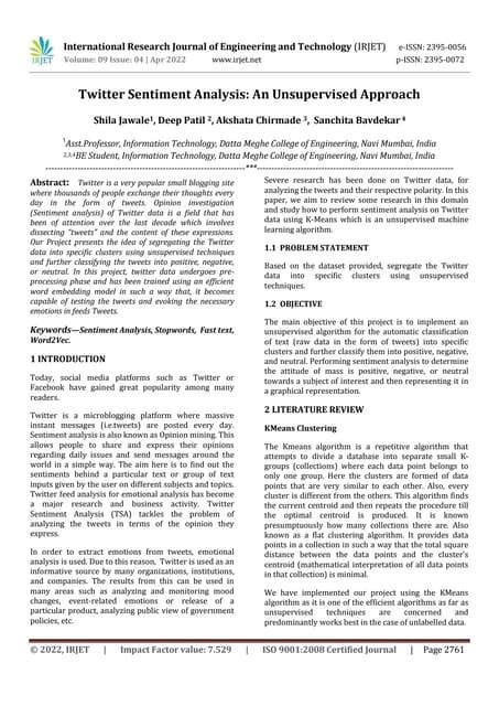 Twitter Sentiment Analysis An Unsupervised Approach Pdf