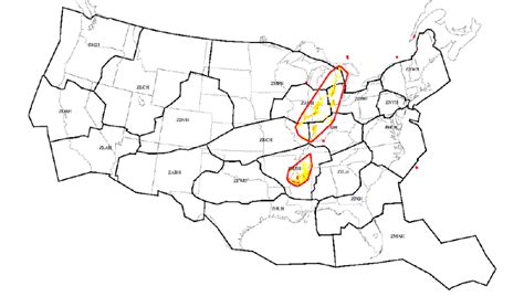 convective weather and convex hulls of weather clusters at 6am est