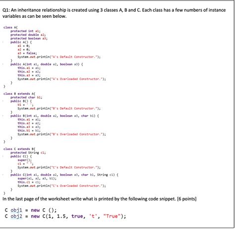 Solved An Inheritance Relationship Is Created Using 3 Classes A B