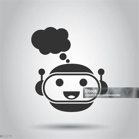 플랫 스타일의 귀여운 로봇 챗 봇 아이콘입니다 흰색 바탕에 봇 운영자 벡터 일러스트 스마트 챗 봇 캐릭터 비즈니스 개념입니다 가상현실에 대한 스톡 벡터 아트 및 기타 이미지