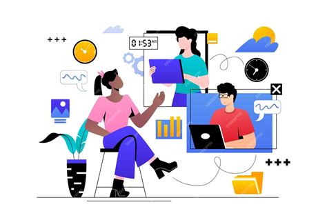 Free Vector Gradient Asynchronous Work Illustration