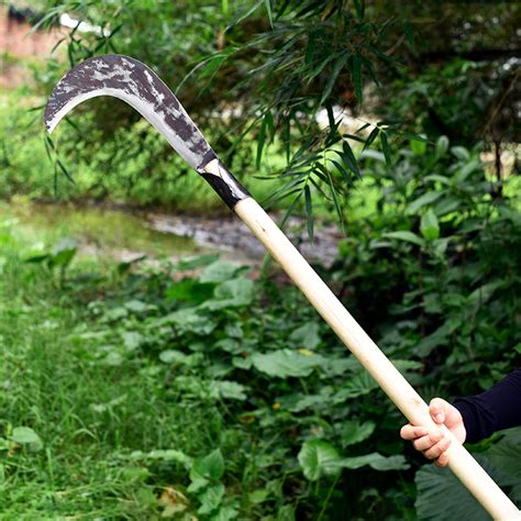 九哥锰钢锻打一体镰刀长柄修枝砍柴刀农用割草工具老式砍树小弯刀 虎窝淘