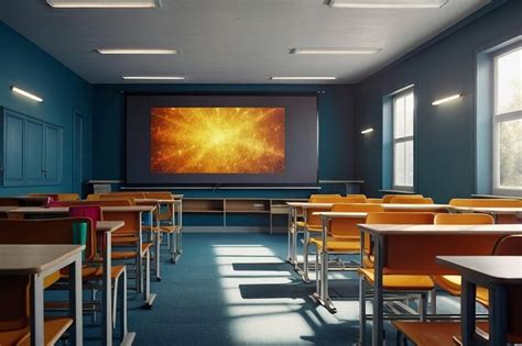 Classroom With A Projector Screen Premium Ai Generated Image Classroom With A Projector Screen Premium Ai Generated Image