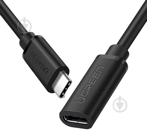 ᐉ Кабель Ugreen удлинитель Usb 3 1 Gen 2 Type C M M 20v 5a 100w Us353 1 м Black 10387