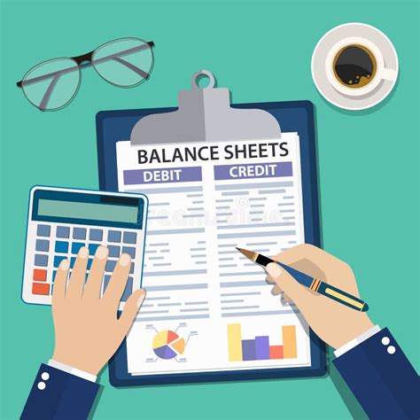 El Contable Con Informe Y Una Calculadora Comprueba La Balanza Del