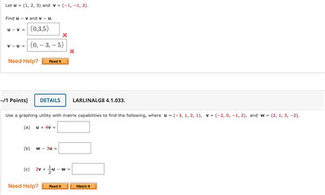 Solved Let U 1 2 3 And V 1 1 2 Find U V And Chegg Com