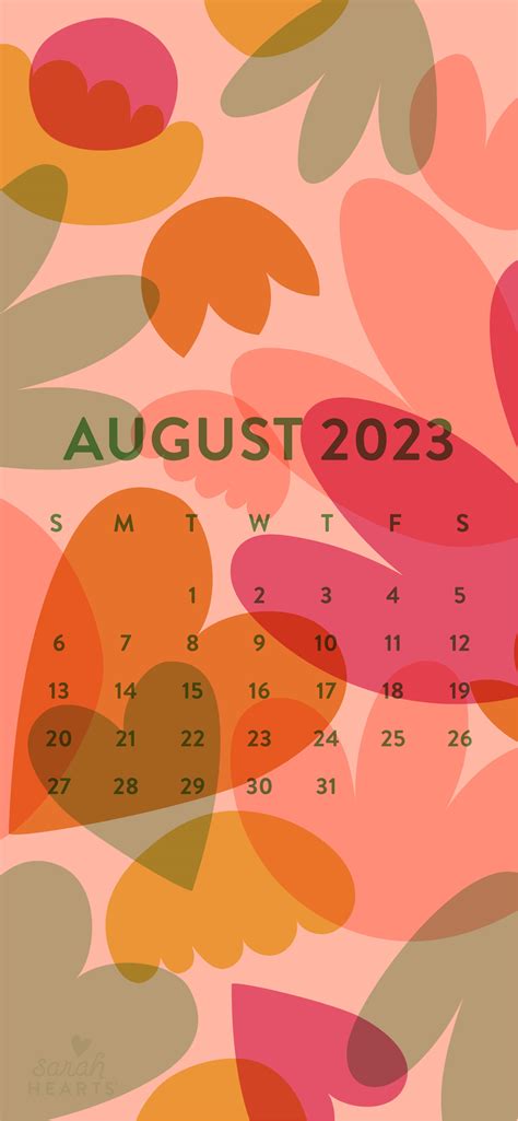 August Calendar Wallpaper Sarah Hearts