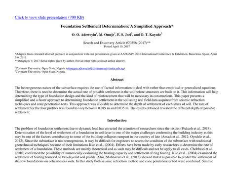 Pdf Foundation Settlement Determination A Simplified Approach