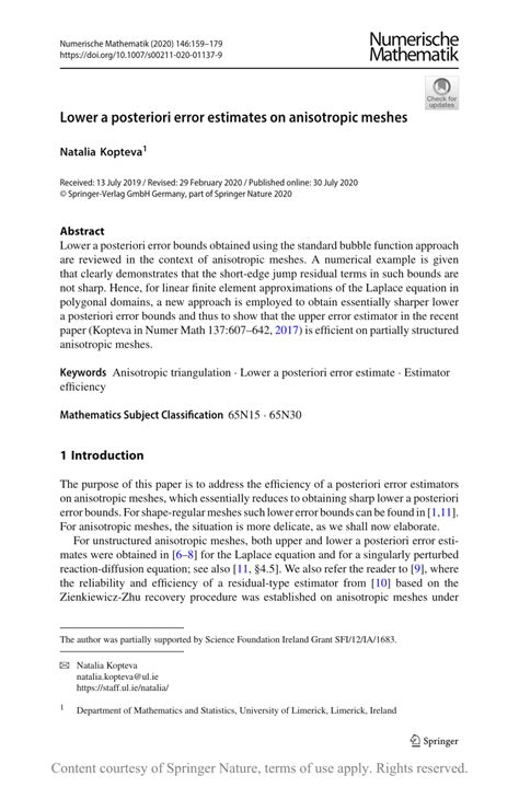 Lower A Posteriori Error Estimates On Anisotropic Meshes Request Pdf