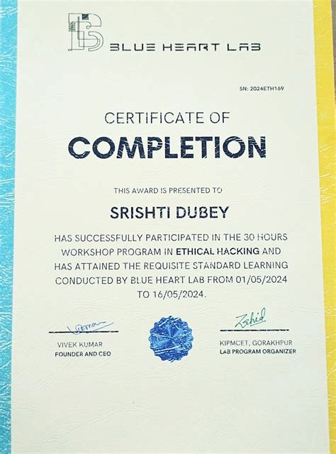 Srishti Dubey On Linkedin Ethicalhacking Cybersecurity Professionaldevelopment Blueheartlab