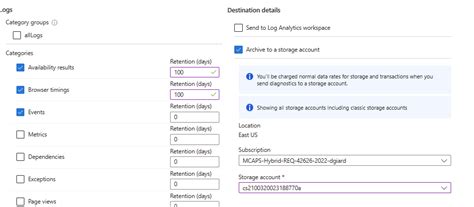 Azure Application Insights Log Archiving And Retention