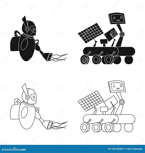 Vector Design Of Robot And Factory Icon Collection Of Robot And Space