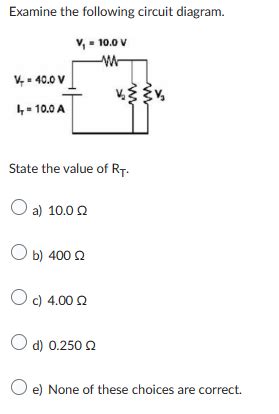 Solved Examine The Following Circuit Diagram State The Value Chegg