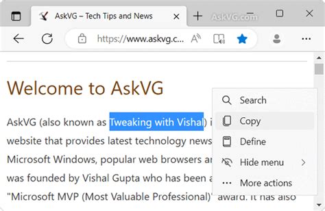Search With Bing” Is Now Default Action In Edge Mini Menu On Text Selection Askvg