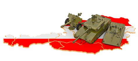 오스트리아 지도에서 전투 차량 오스트리아 개념의 군사 방어 흰색 배경에 고립 된 3d 렌더링 3차원 형태에 대한 스톡 사진 및 기타 이미지 Istock