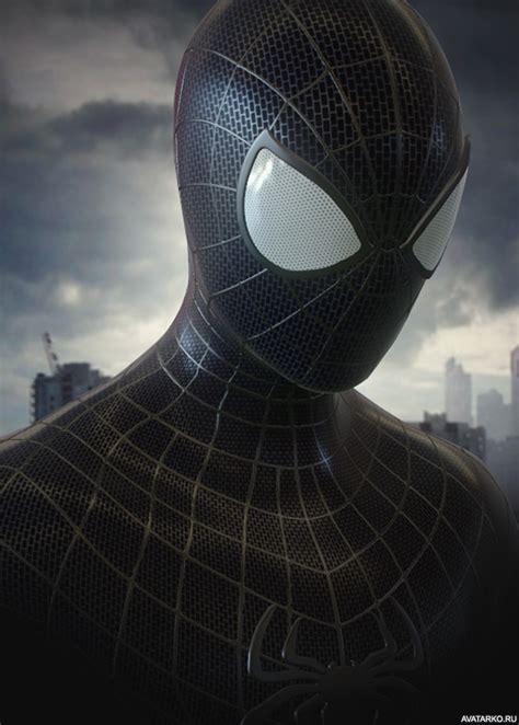 Человек паук в стильном чёрном костюме — Фотографии на аву