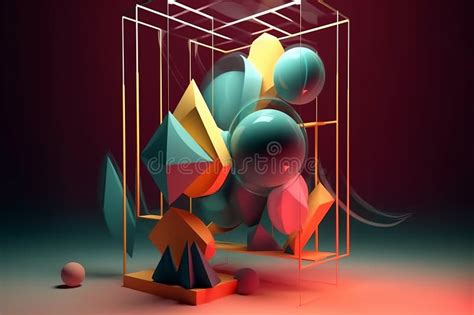 Abstract Background With Geometric Shapes 3d Render Futuristic