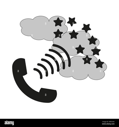 Black Handset Cloud Icon Cloud Storage Icon Internet Network Call Symbol Vector Illustration