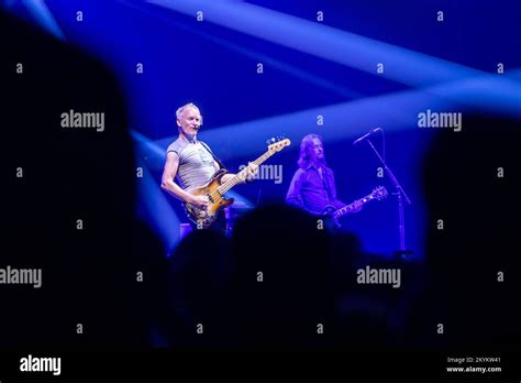 Sting Real Name Gordon Sumner Live Performance On Stage Bass Player And Lead Vocals Stock