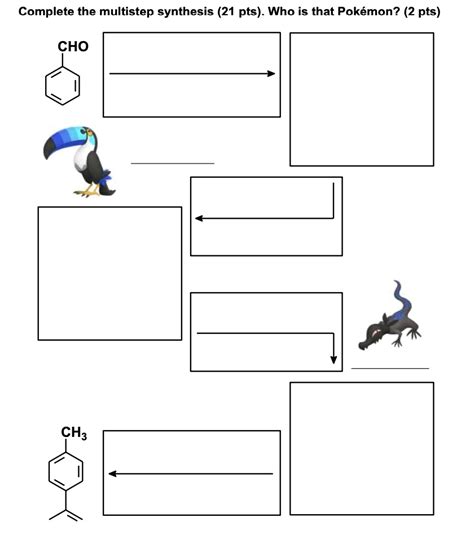 complete the multistep synthesis 21 pts who is that pokémon 2 pts
