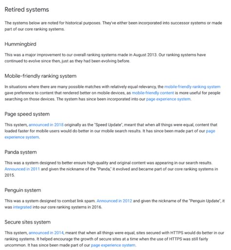 Google Removes Several Search Ranking Algorithm Updates From Its