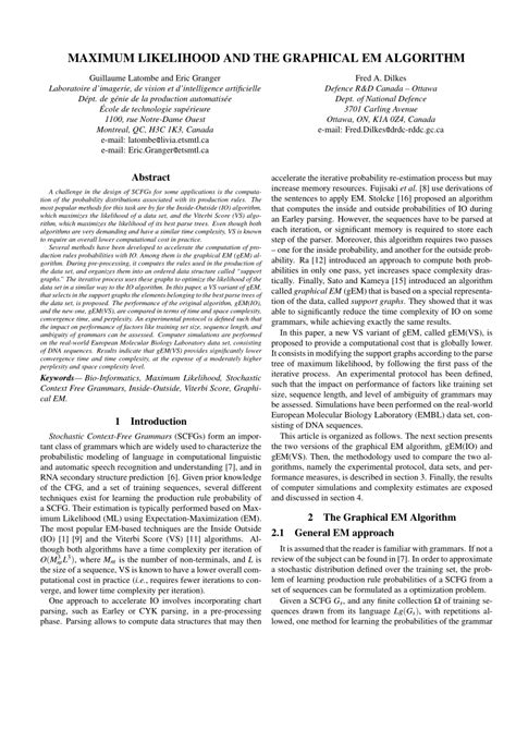 Pdf Maximum Likelihood And The Graphical Em Algorithm