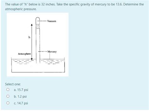 Solved The Value Of H Below Is Inches Take The Chegg