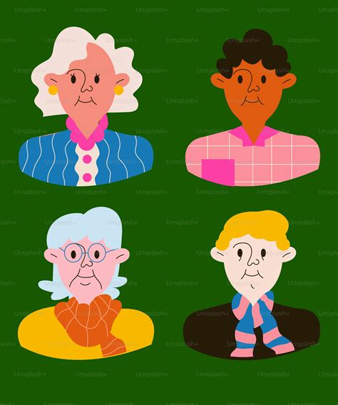 다양한 얼굴 표정을 가진 사람들의 그룹 벡터 Unsplash의 아바타 이미지