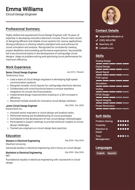 9 Circuit Design Engineer Resume Examples And Templates For 2024 Cvdesigner Ai