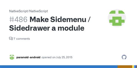 Make Sidemenu Sidedrawer A Module · Issue 486 · Nativescriptnativescript · Github