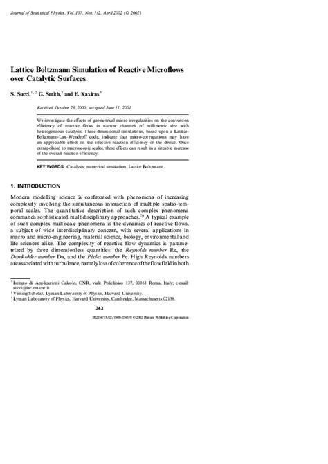 Pdf Lattice Boltzmann Simulation Of Reactive Microflows Over