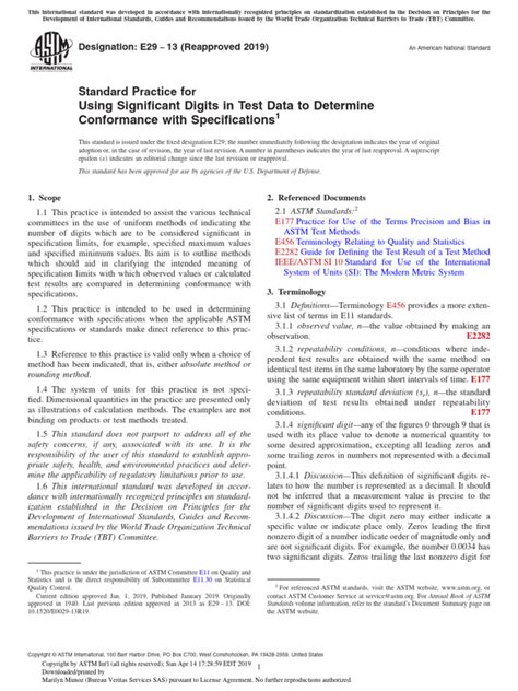 Astm E29 19 Using Significant Digits In Test Data To Determine Conformance With Specifications