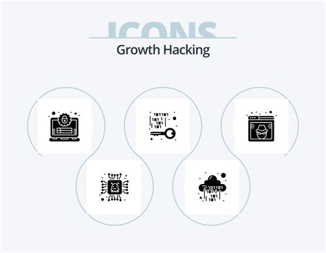 Hacking Glyph Icon Pack 5 Icon Design Security Key Server Hacker