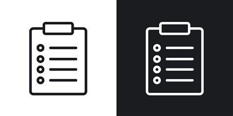 웹 디자인을 위해 아이콘을 흑백 라이너 획으로 나열합니다 계약서에 대한 스톡 벡터 아트 및 기타 이미지 계약서 날씬한 노트 Istock