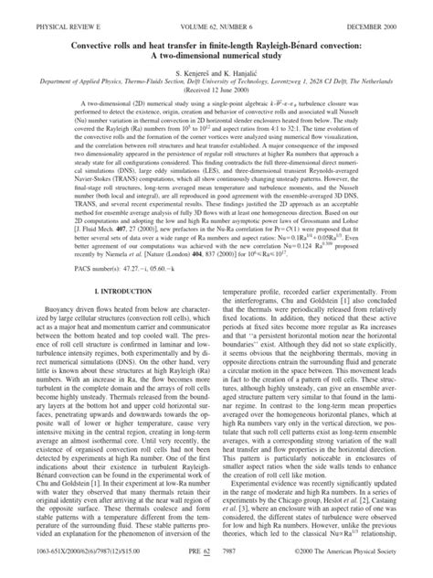 Convective Rolls And Heat Transfer In Fi Pdf