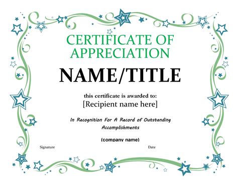 17 Certificate Of Appreciation Templates Free Certificate Templates