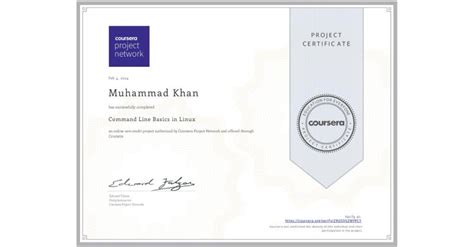 Completion Certificate For Command Line Basics In Linux Muhammad Zeeshan Khan